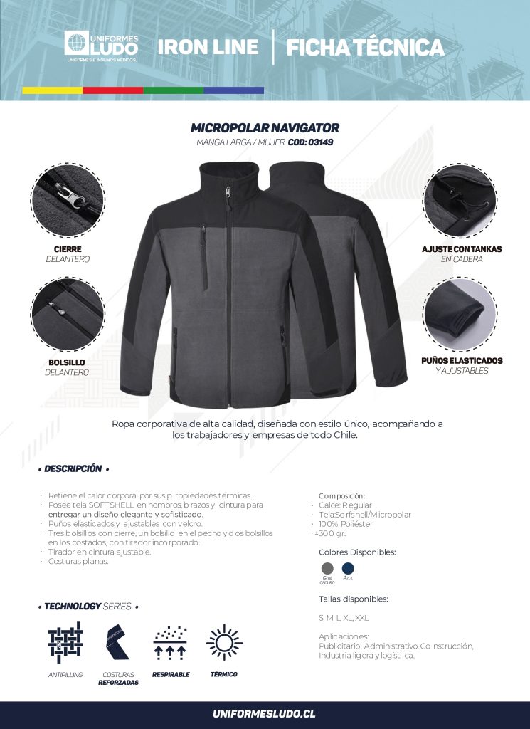 Micropolar navigator manga larga mujer - Uniformes Ludo